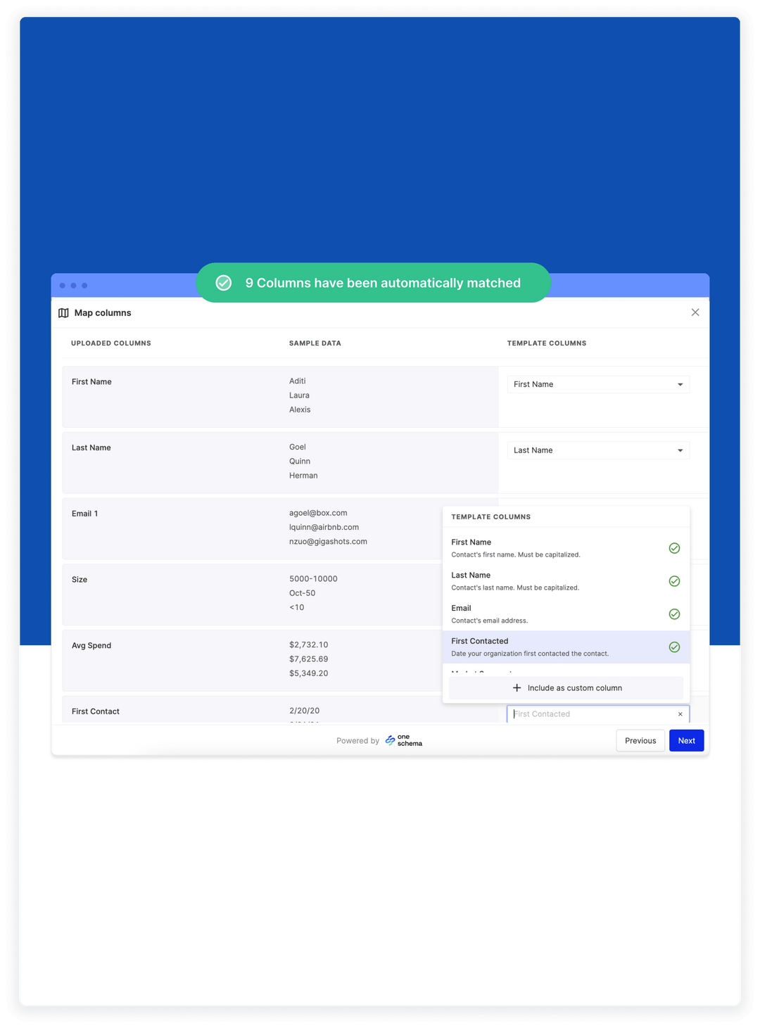 OneSchema CSV Importer | The embeddable CSV Importer for Developers